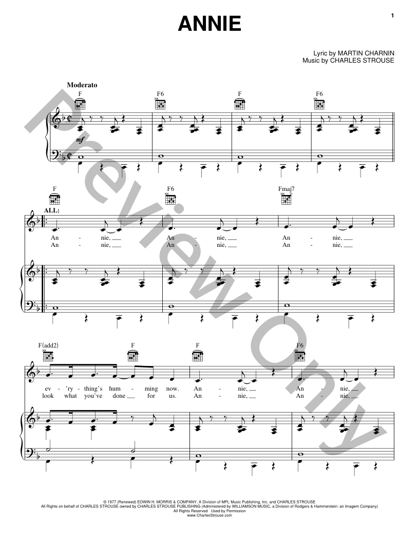 Annie P/V/G Sheet Music | J.W. Pepper