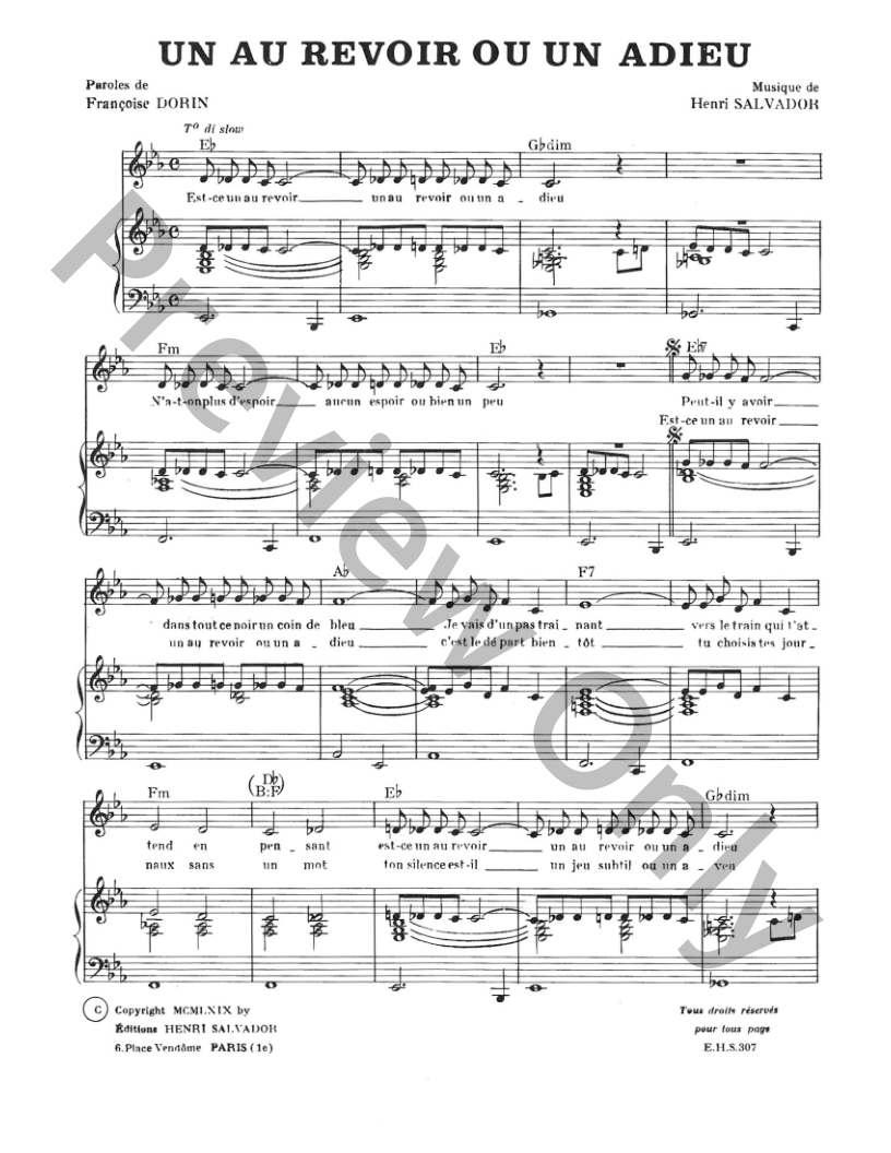 Au Revoir Ou Un Adieu | J.W. Pepper