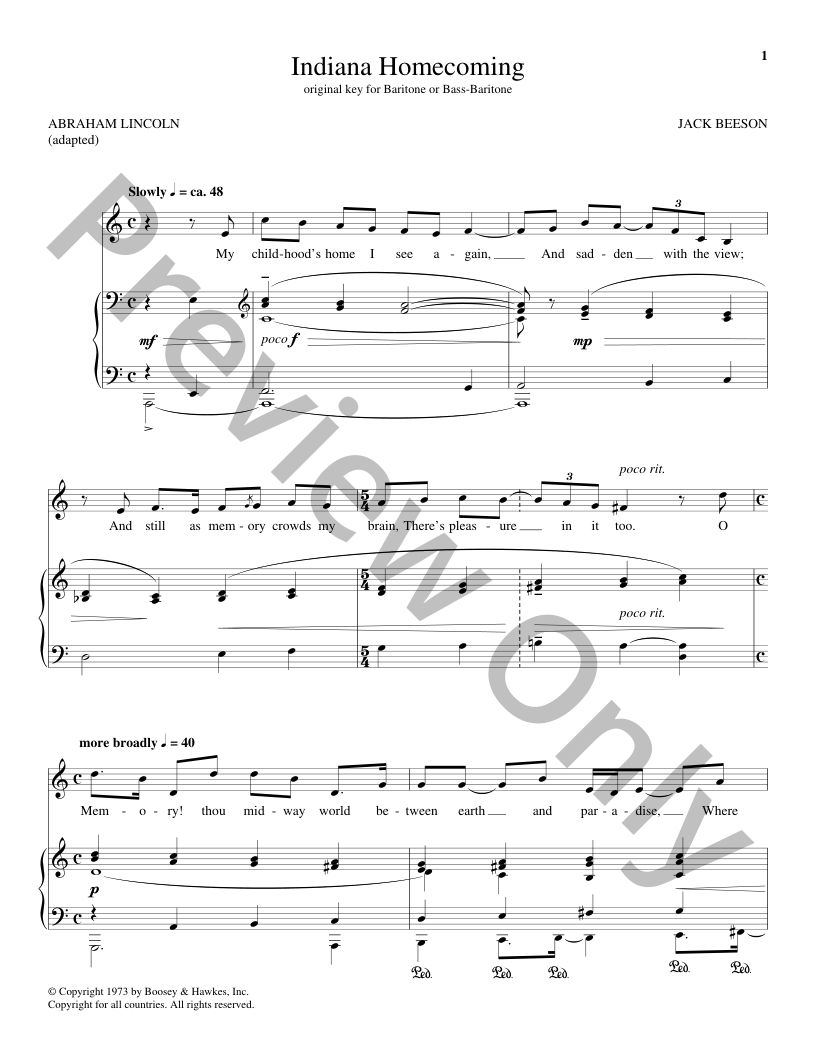 Indiana Homecoming P/V/G Sheet Music | J.W. Pepper