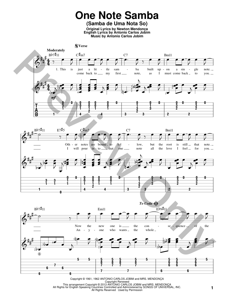 One Note Samba | J.W. Pepper