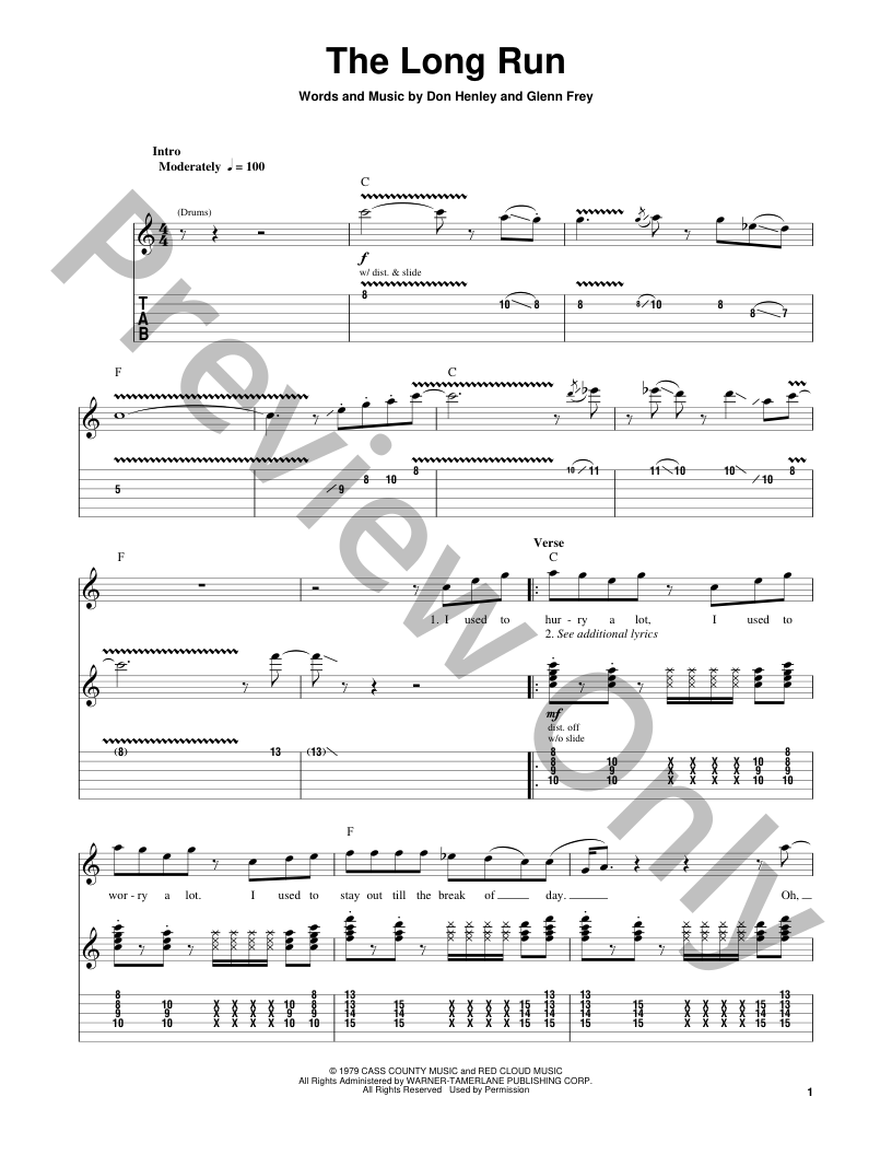 The Long Run Guitar/Fretted Sheet Music | J.W. Pepper