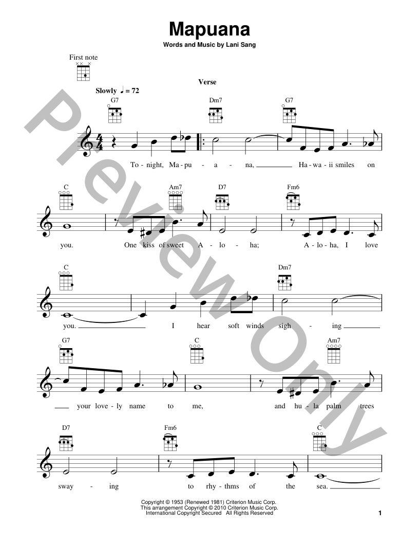 Mapuana Guitar/Fretted Sheet Music | J.W. Pepper