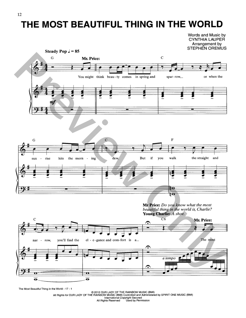 The Most Beautiful Thing In The World P/V/G Sheet Music | J.W. Pepper
