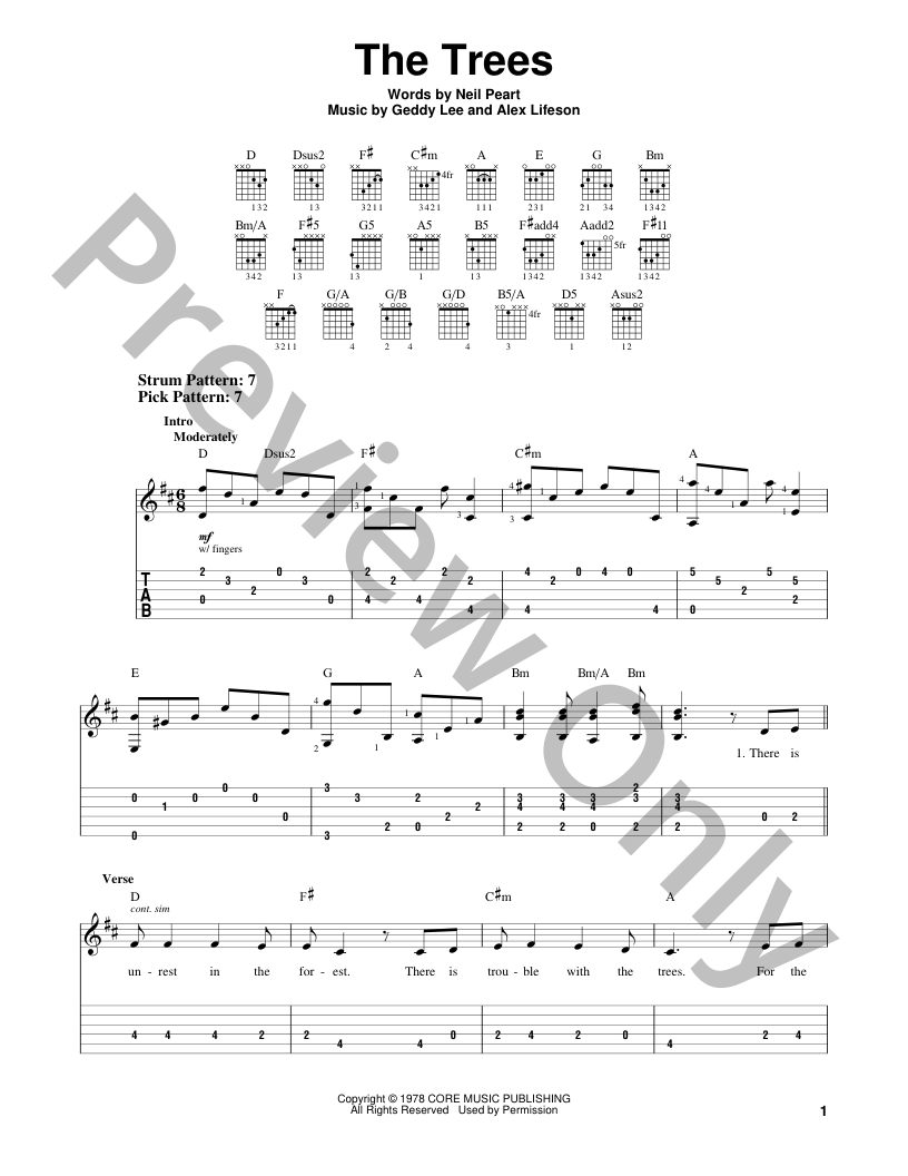 The Trees Guitar/Fretted Sheet Music | J.W. Pepper