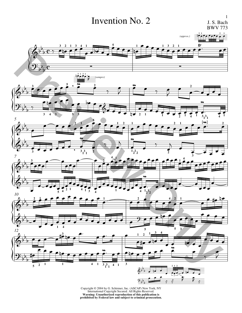Invention #2 Piano Sheet Music | J.W. Pepper