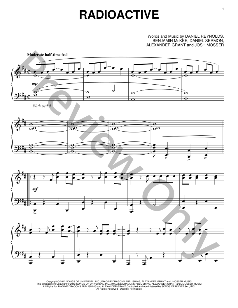 Radioactive Piano Sheet Music | J.W. Pepper