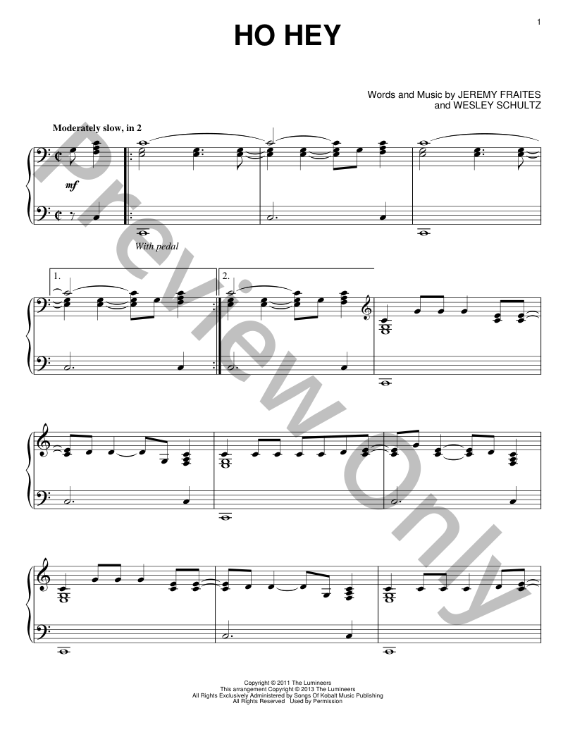 Ho Hey Piano Sheet Music | J.W. Pepper