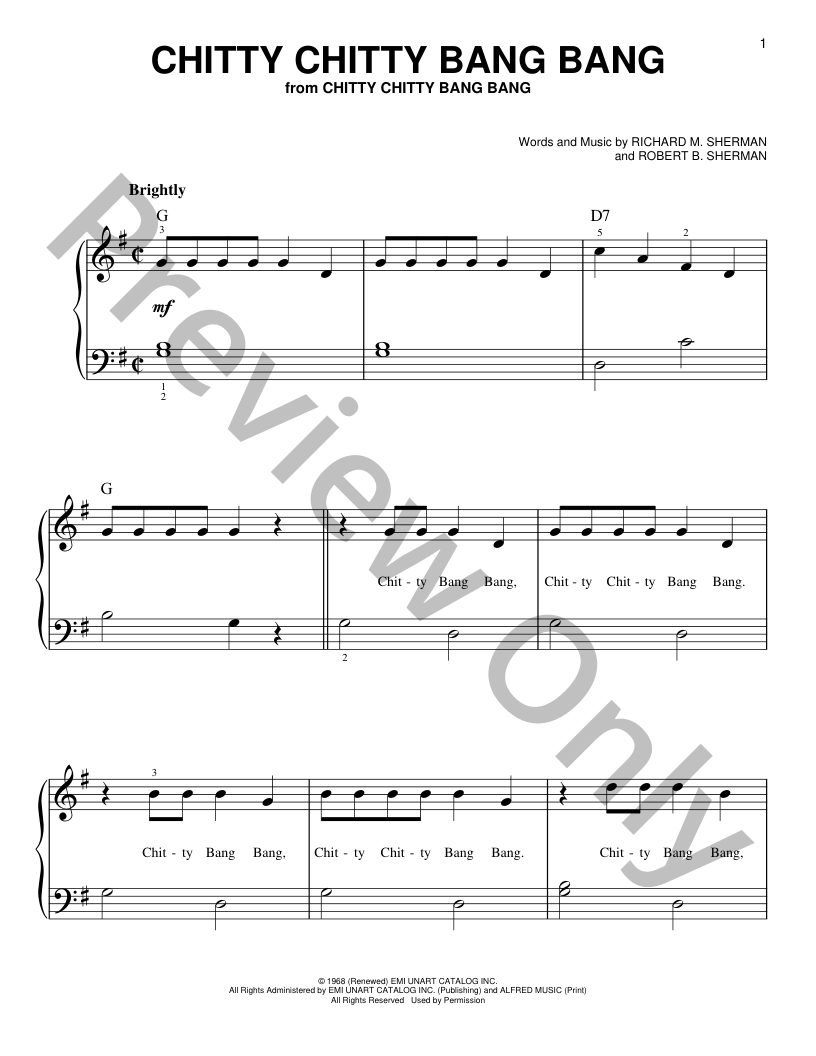 Chitty Chitty Bang Bang Easy Piano Sheet Music | J.W. Pepper