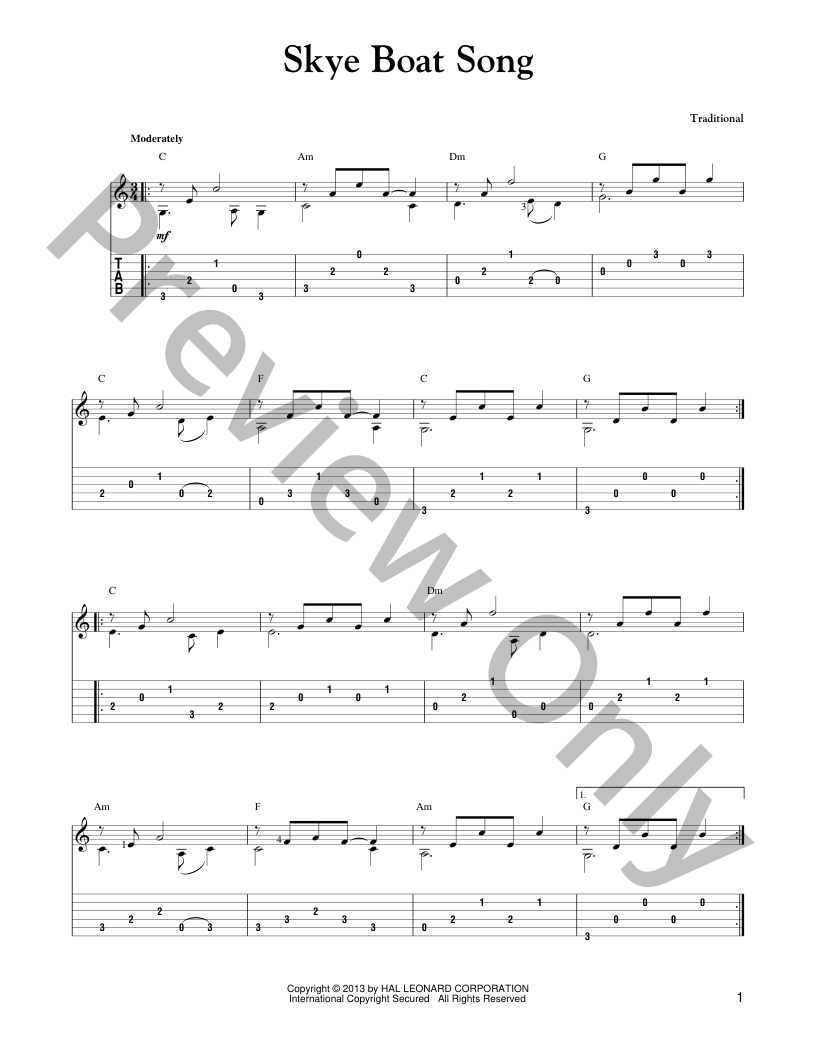 The Skye Boat Song Guitar/Fretted Sheet Music | J.W. Pepper