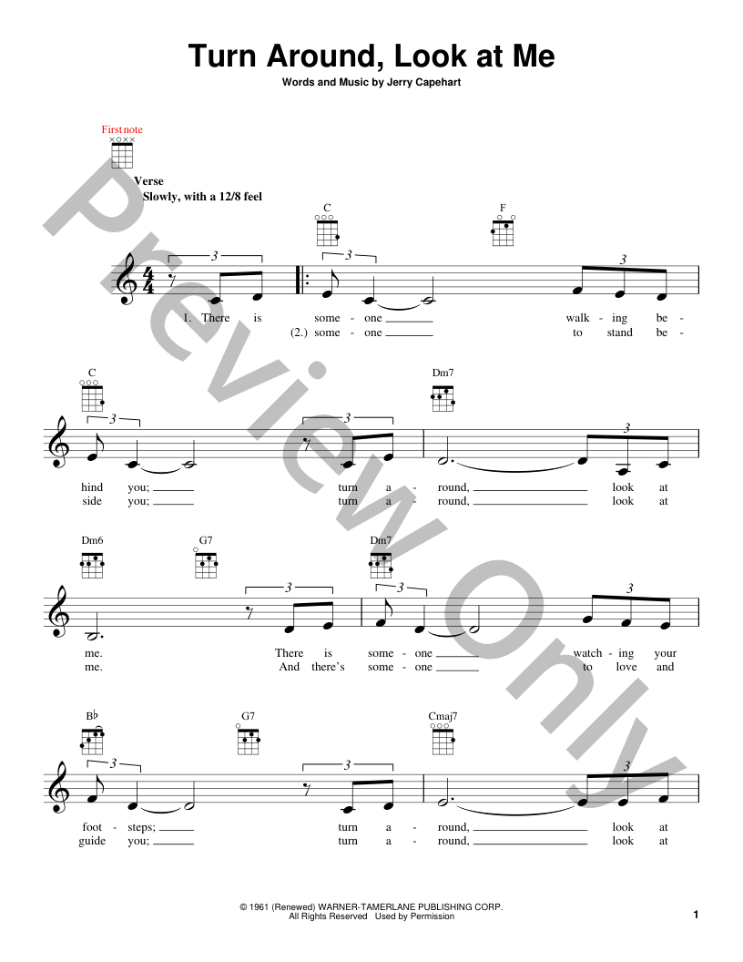 Turn Around, Look At Me Guitar/Fretted Sheet Music | J.W. Pepper