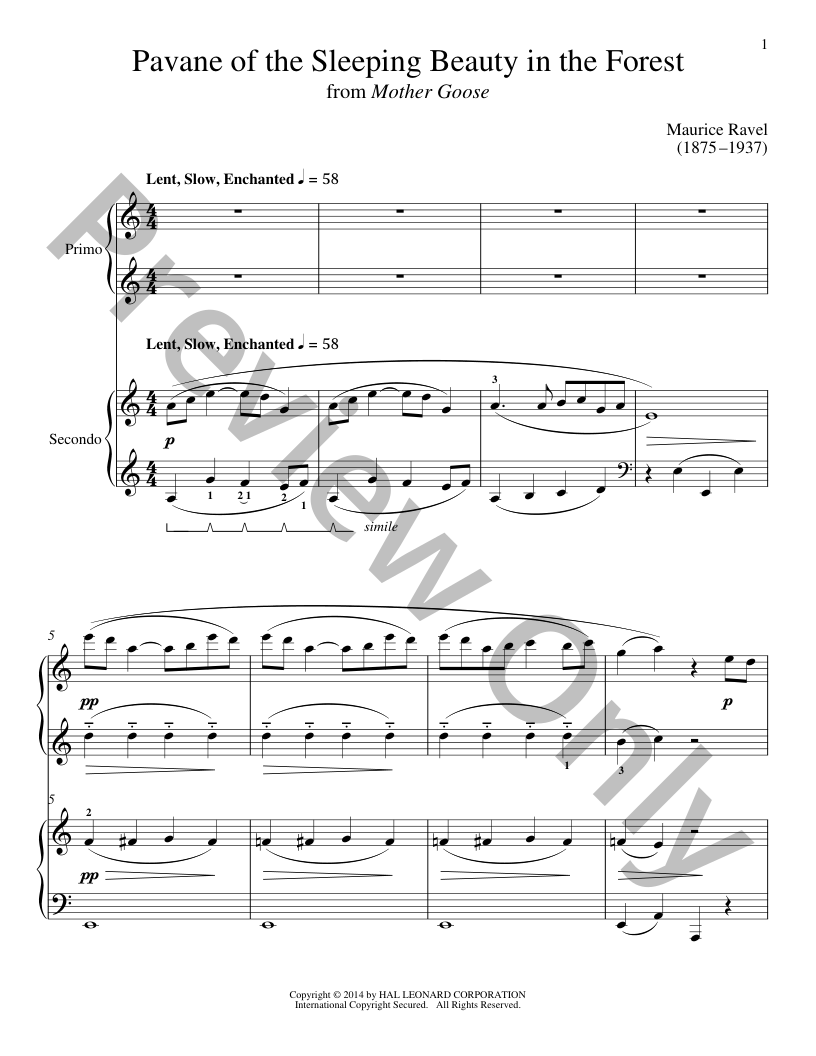 Pavane Of The Sleeping Beauty In The Forest Piano Sheet Music | J.W. Pepper
