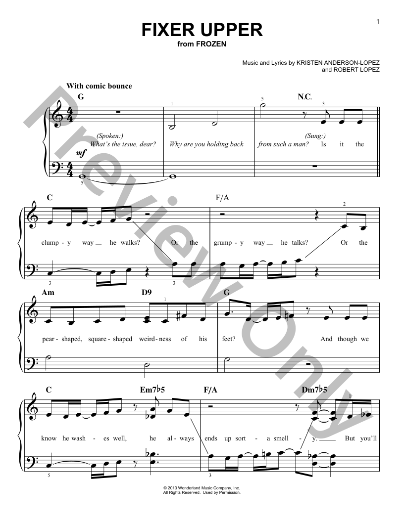 Fixer Upper Easy Piano Sheet Music | J.W. Pepper