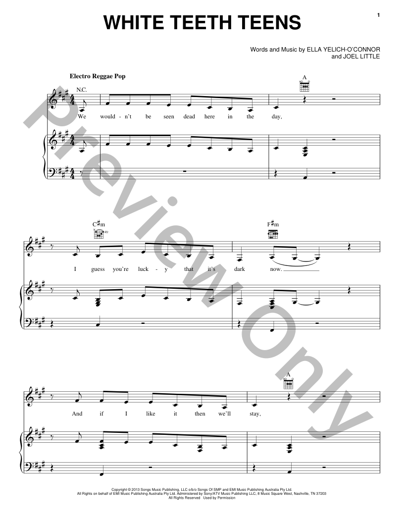 White Teeth Teens P/V/G Sheet Music | J.W. Pepper