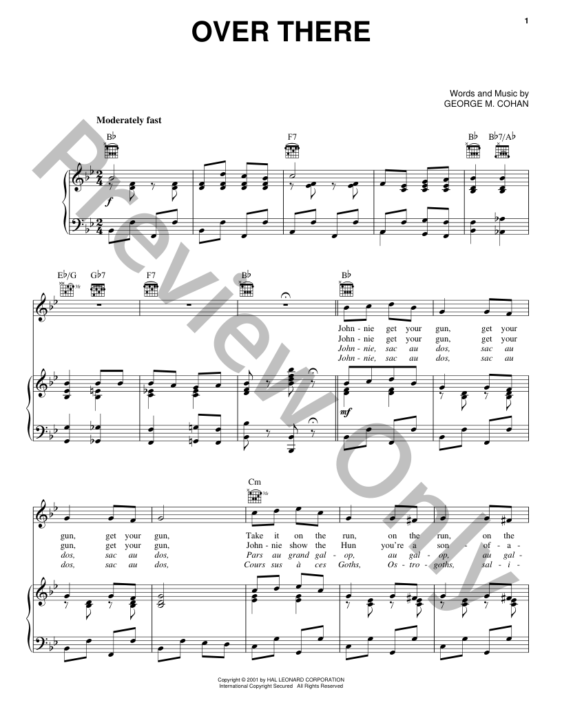 Over There P/V/G Sheet Music | J.W. Pepper