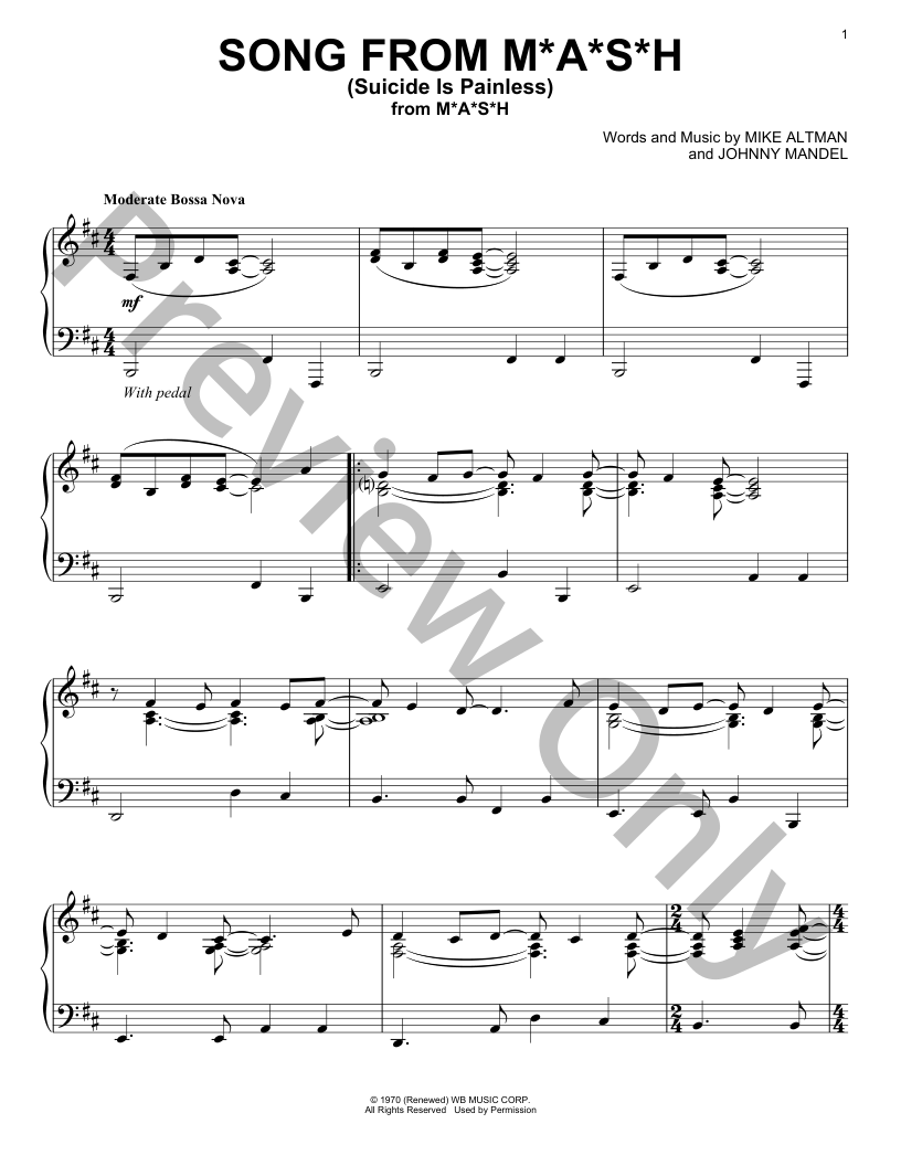 Song From MASH Piano Sheet Music | J.W. Pepper