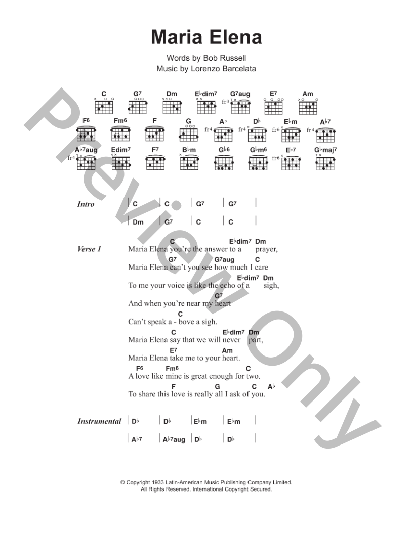Maria Elena Guitar/Fretted Sheet Music | J.W. Pepper