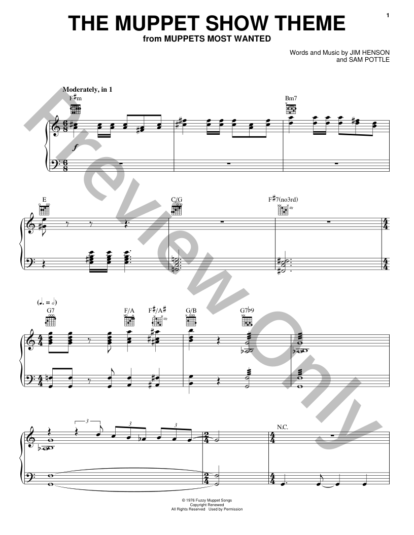 The Muppet Show Theme P/V/G Sheet Music | J.W. Pepper