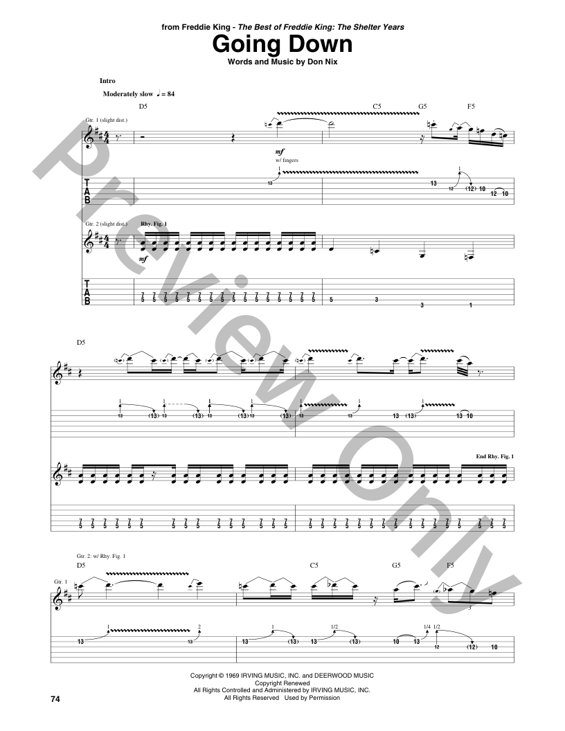 Going Down Guitar/Fretted Sheet Music | J.W. Pepper