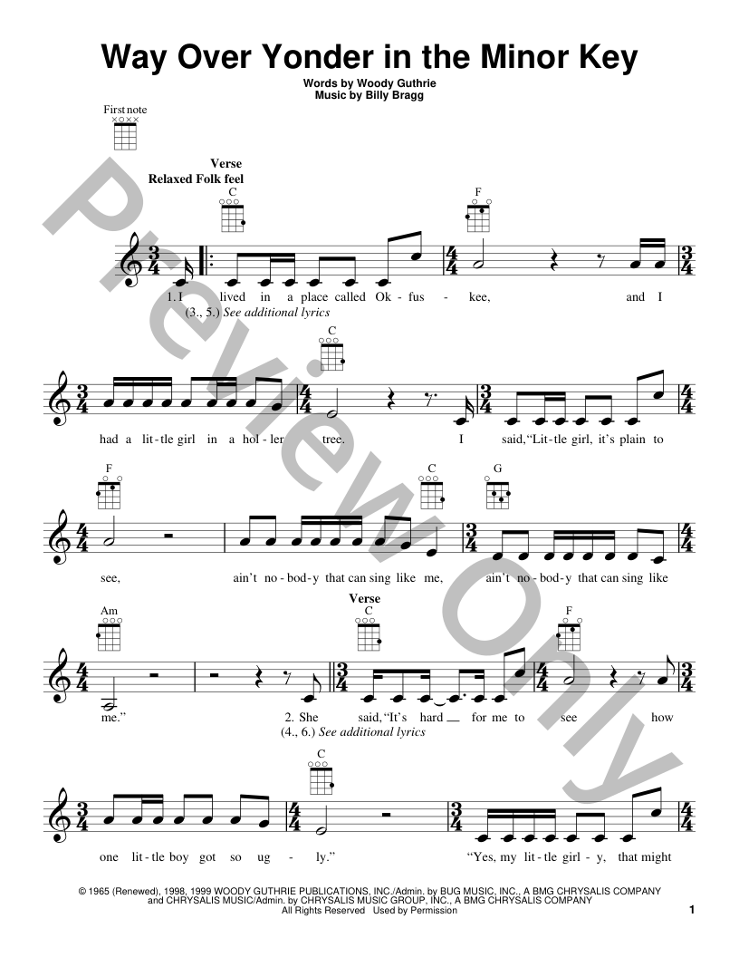 Way Over Yonder In The Minor Key Guitar/Fretted Sheet Music | J.W. Pepper