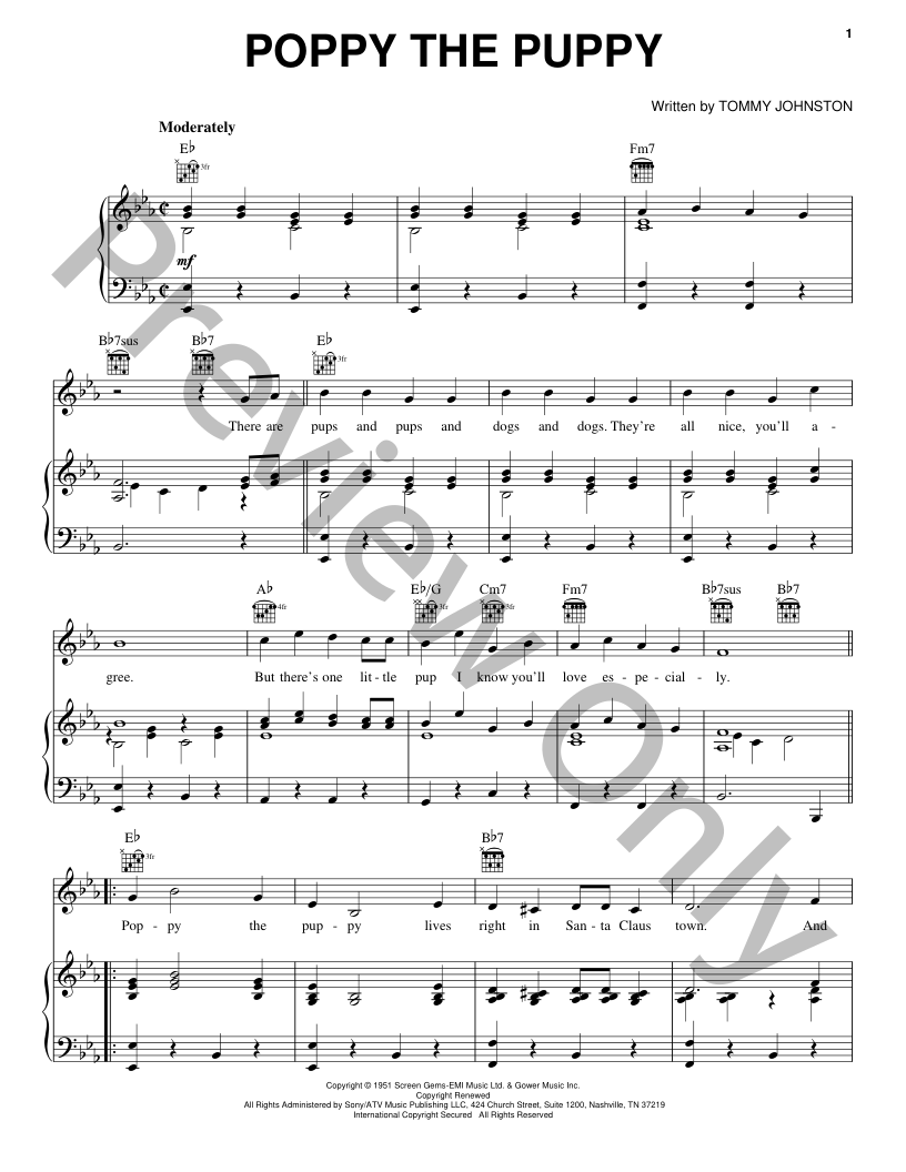 Poppy The Puppy P/V/G Sheet Music | J.W. Pepper