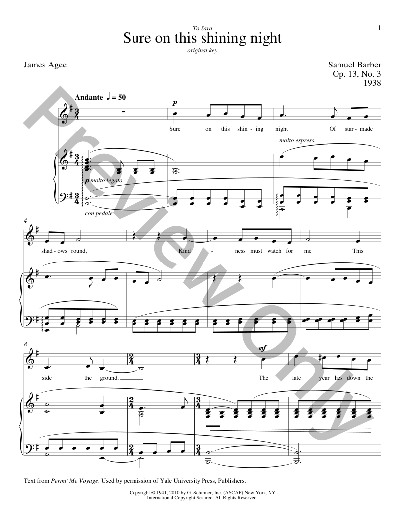 Sure On This Shining Night | J.W. Pepper