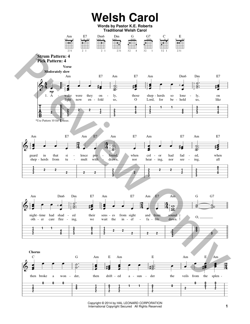Welsh Carol Guitar/Fretted Sheet Music | J.W. Pepper