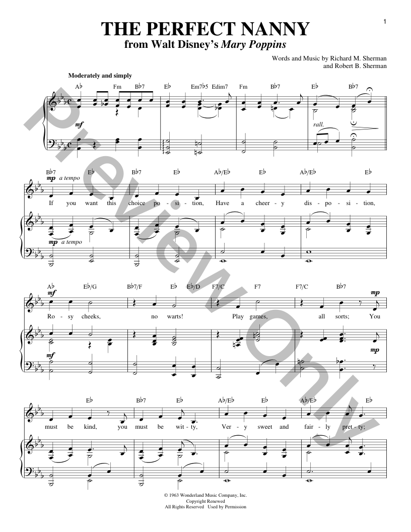 The Perfect Nanny P/V/G Sheet Music | J.W. Pepper