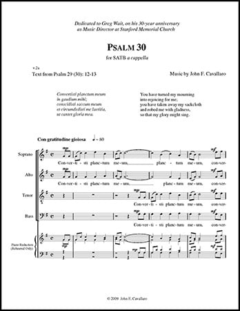 Psalm 30 Choral Sheet Music | J.W. Pepper