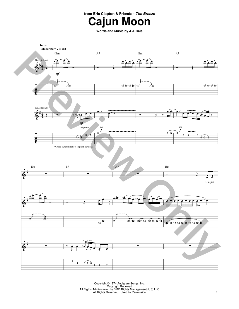 Cajun Moon Guitar/Fretted Sheet Music | J.W. Pepper