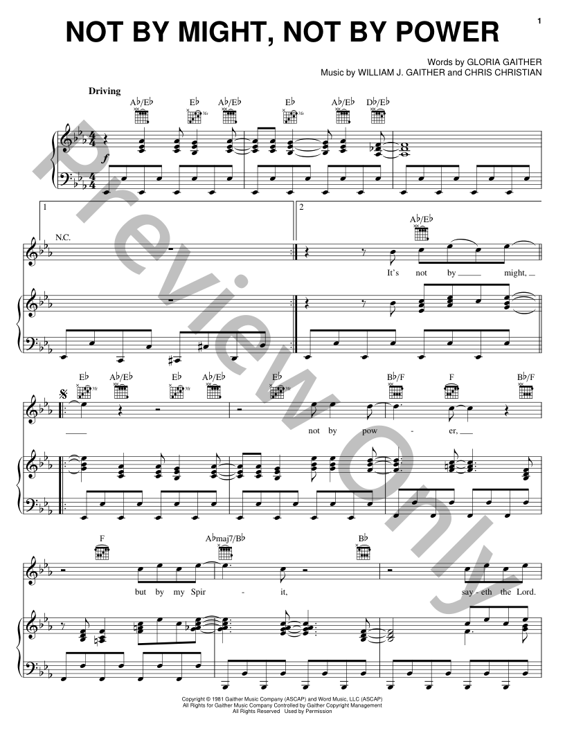 Not By Might, Not By Power P/V/G Sheet Music | J.W. Pepper