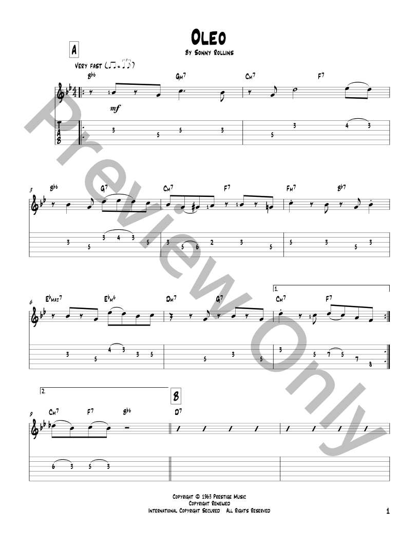 Oleo Guitar/Fretted Sheet Music | J.W. Pepper
