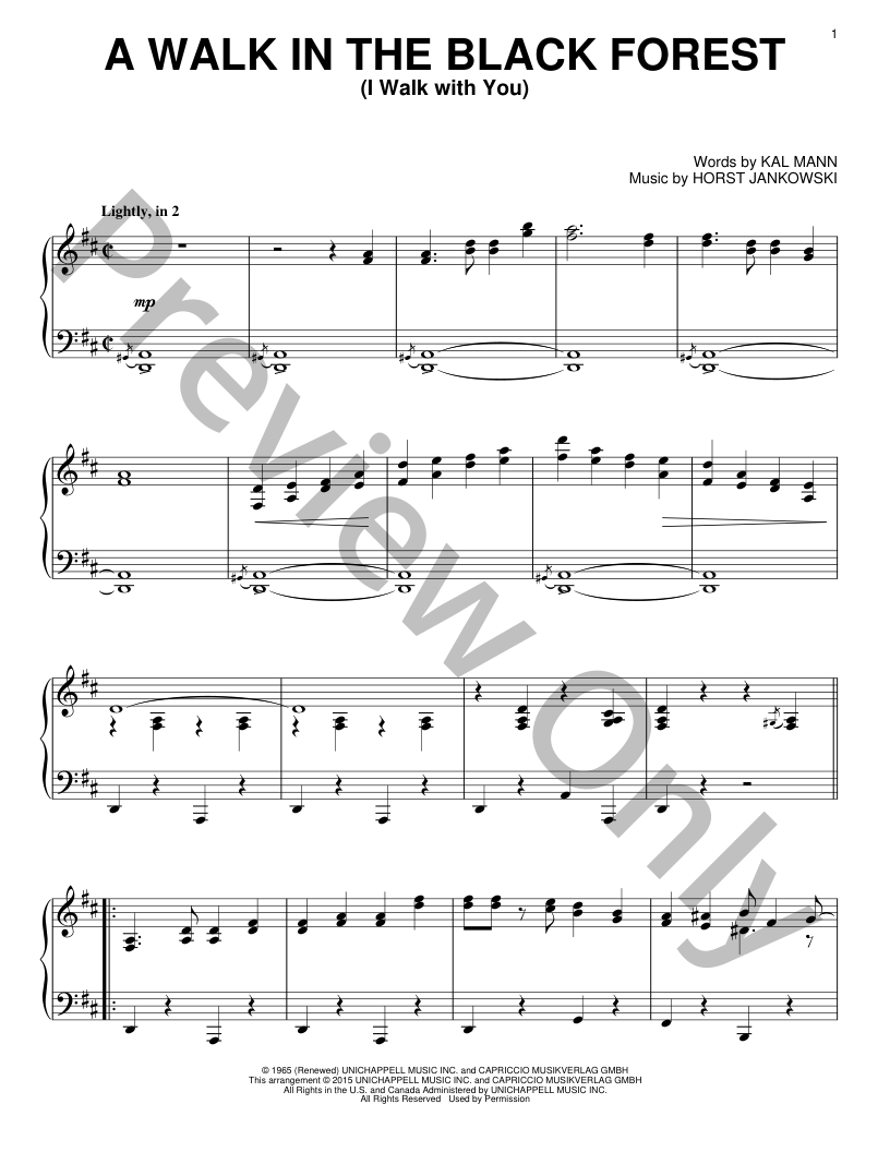 A Walk In The Black Forest Piano Sheet Music | J.W. Pepper