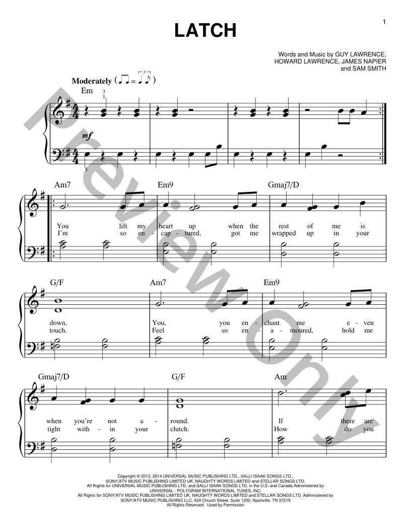 Latch Easy Piano Sheet Music | J.W. Pepper