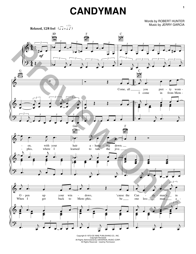 Candyman P/V/G Sheet Music | J.W. Pepper