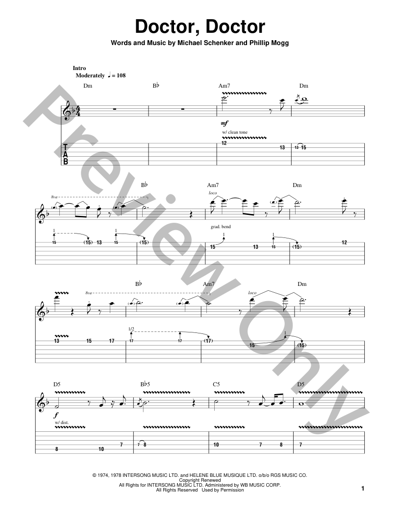 Doctor, Doctor Guitar/Fretted Sheet Music | J.W. Pepper