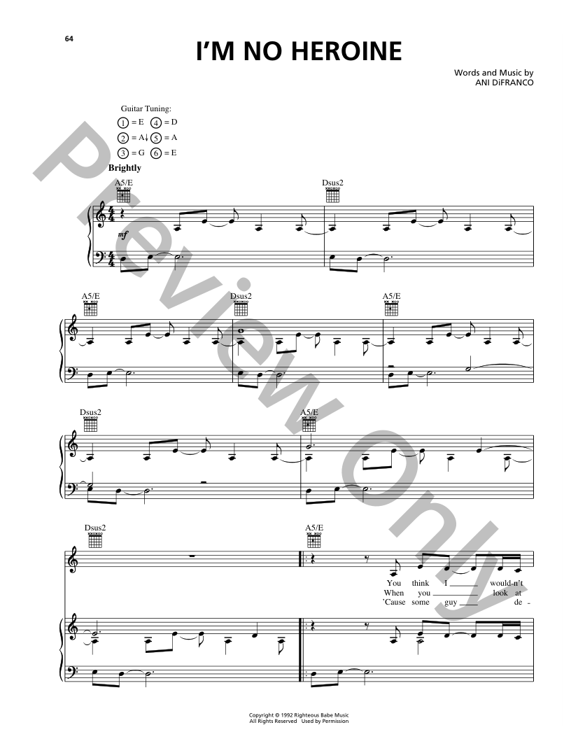 I'm No Heroine P/V/G Sheet Music | J.W. Pepper