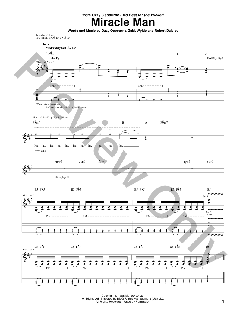 Miracle Man Guitar/Fretted Sheet Music | J.W. Pepper
