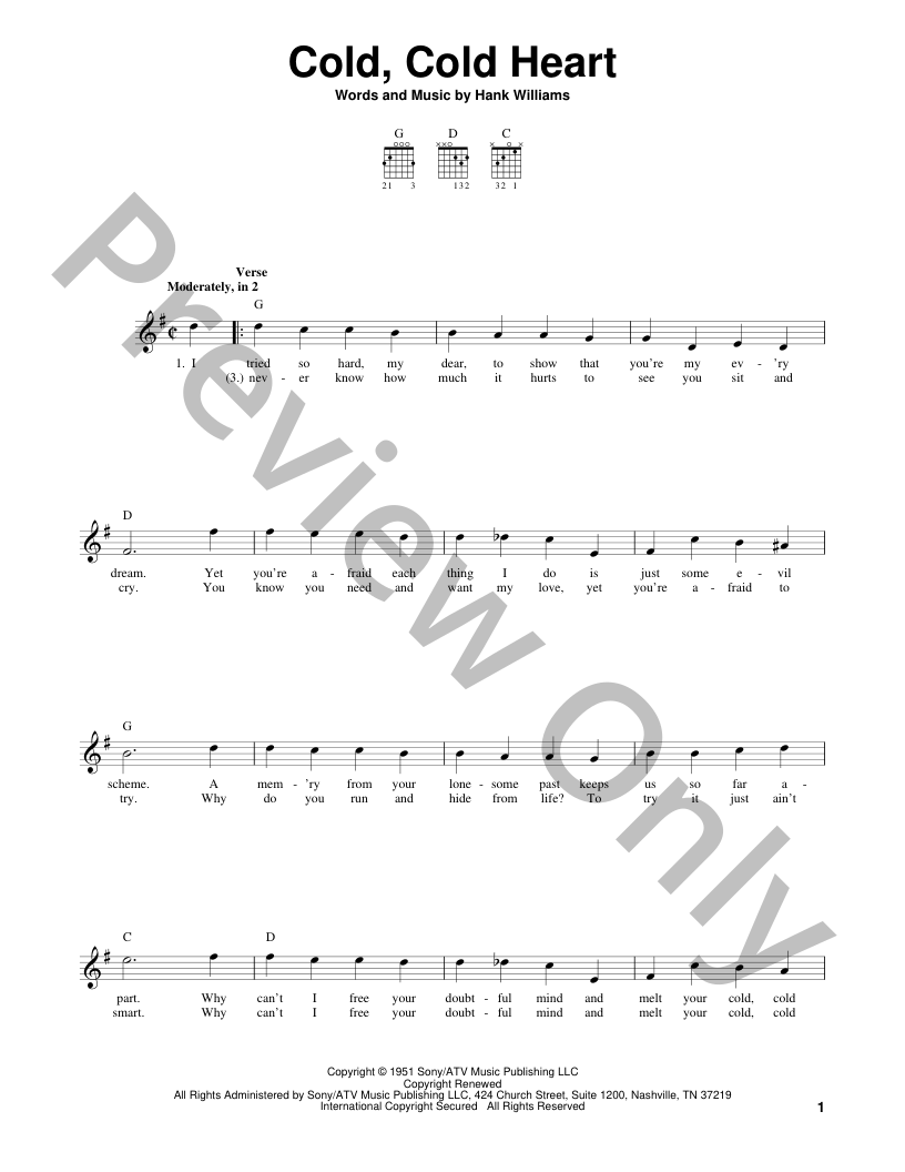 Cold, Cold Heart Guitar/Fretted Sheet Music | J.W. Pepper