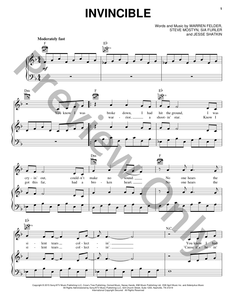 Invincible P/V/G Sheet Music | J.W. Pepper