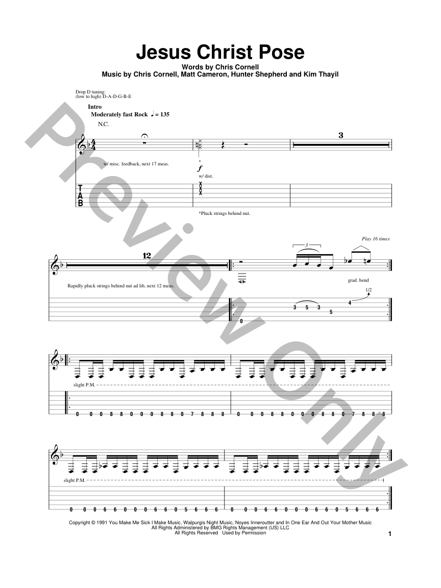 Jesus Christ Pose Guitar/Fretted Sheet Music | J.W. Pepper
