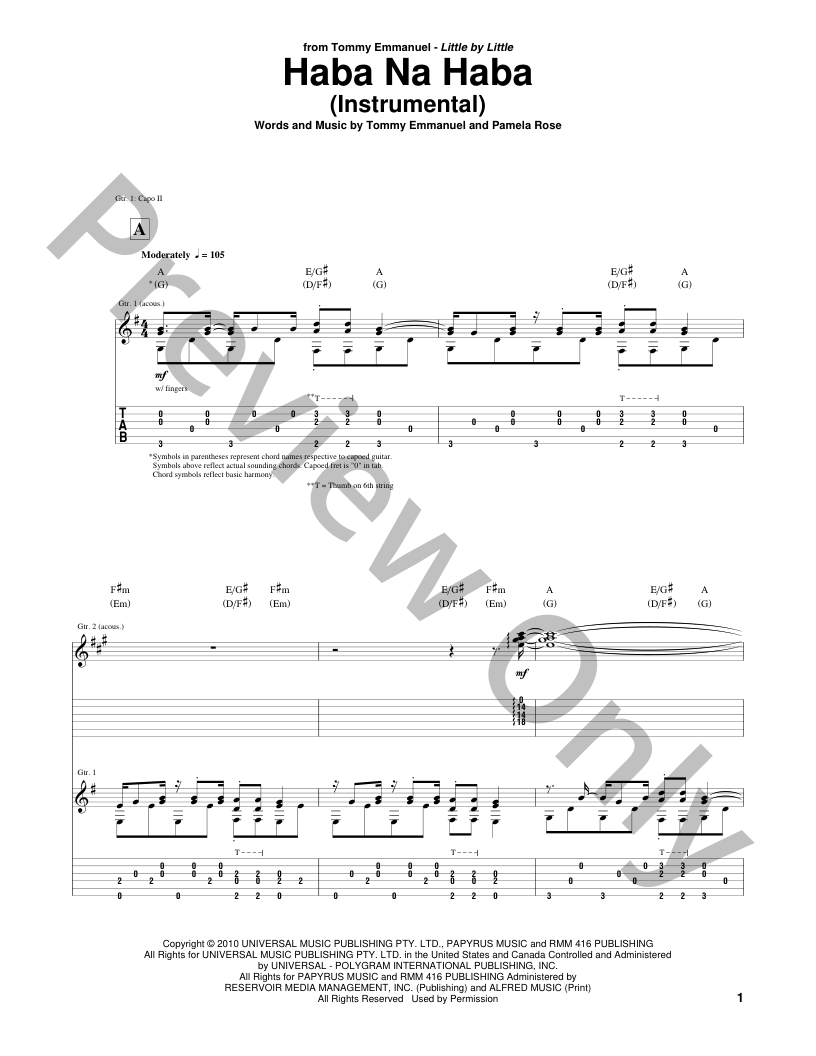 Haba Na Haba Guitar/Fretted Sheet Music | J.W. Pepper