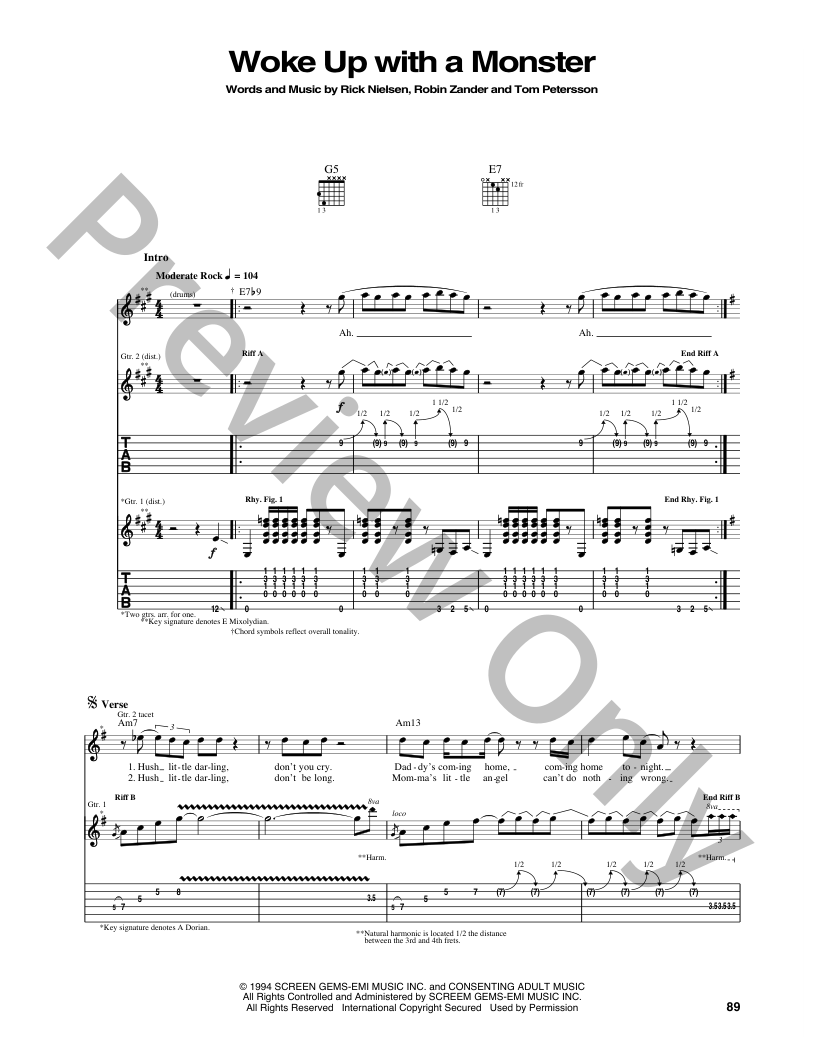 Woke Up With A Monster Guitar/Fretted Sheet Music | J.W. Pepper