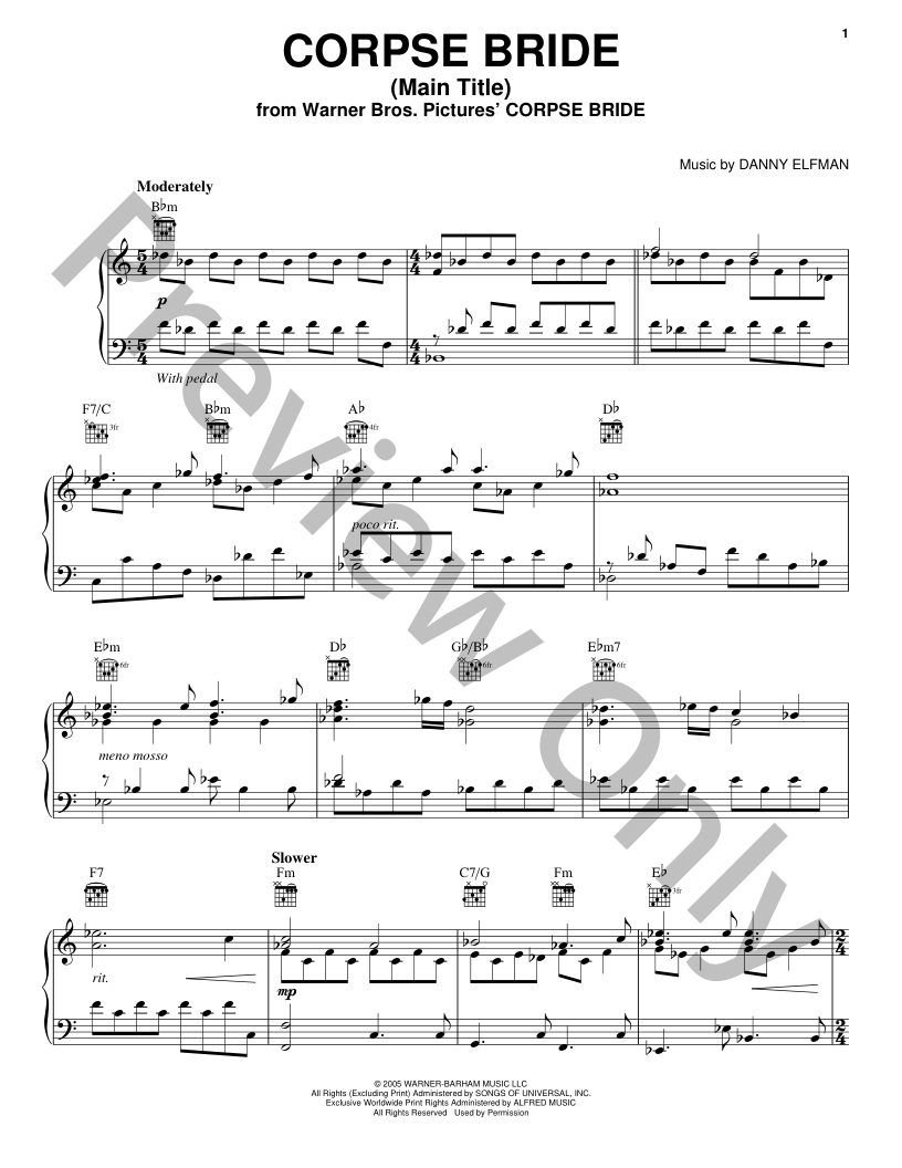 Corpse Bride Piano Sheet Music | J.W. Pepper