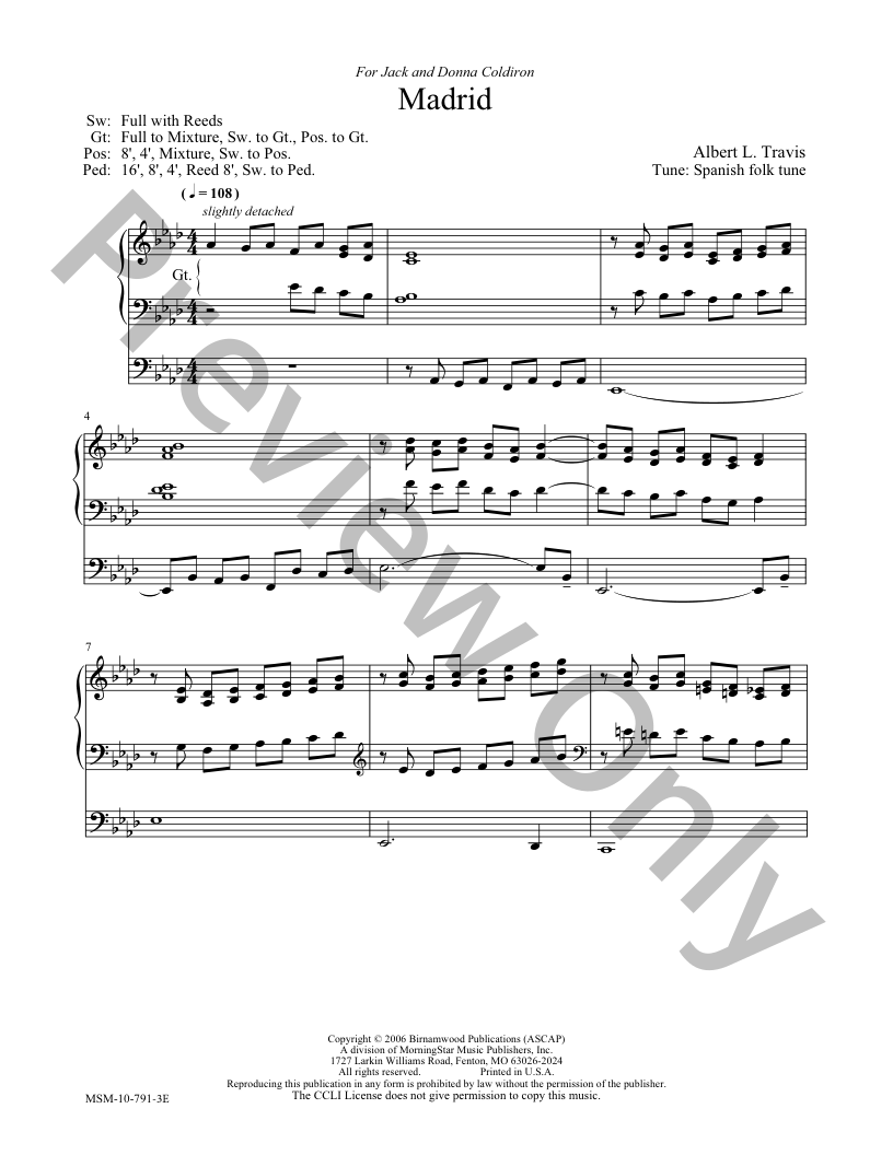 Madrid Organ Sheet Music | J.W. Pepper