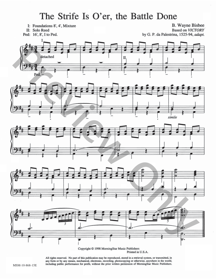 The Strife is O'er, the Battle Done | J.W. Pepper