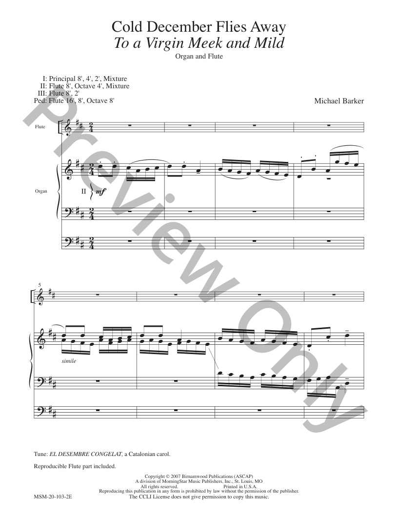 Cold December Flies Away Sheet Music | J.W. Pepper
