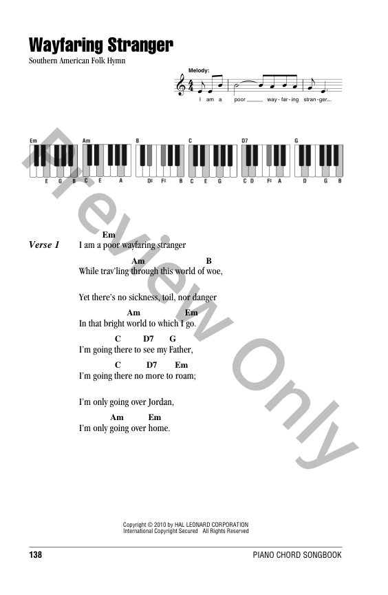 Wayfaring Stranger P/V/G Sheet Music | J.W. Pepper