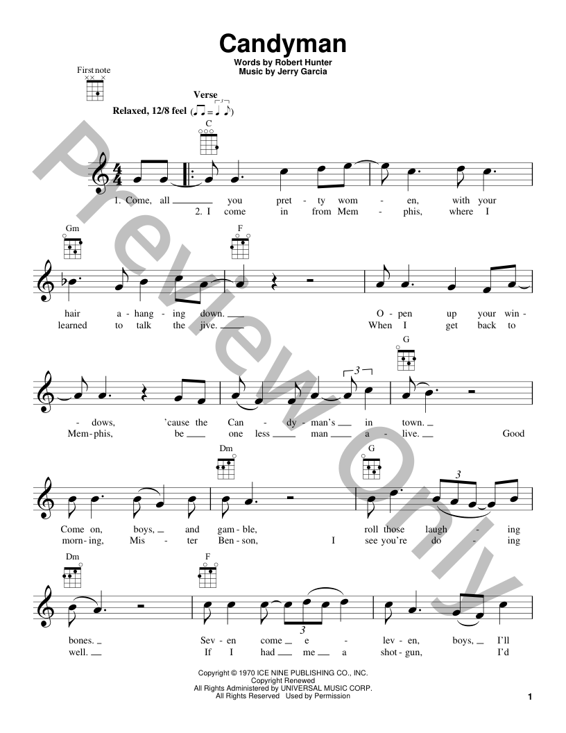 Candyman Guitar/Fretted Sheet Music | J.W. Pepper
