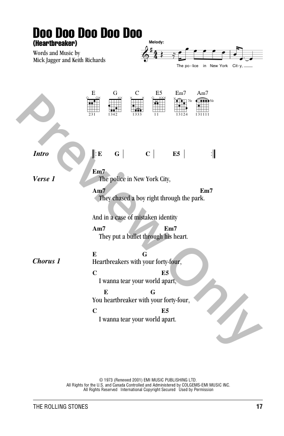 Doo Doo Doo Doo Doo Guitar/Fretted Sheet Music | J.W. Pepper