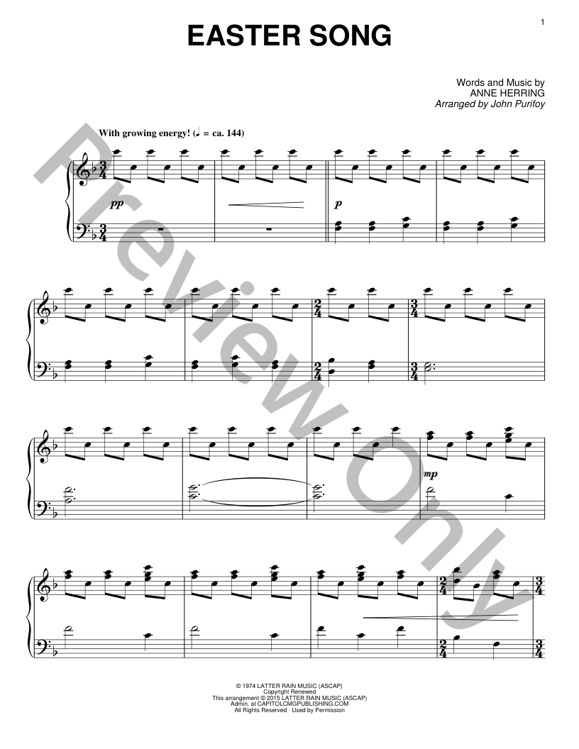 Easter Song Piano Sheet Music | J.W. Pepper
